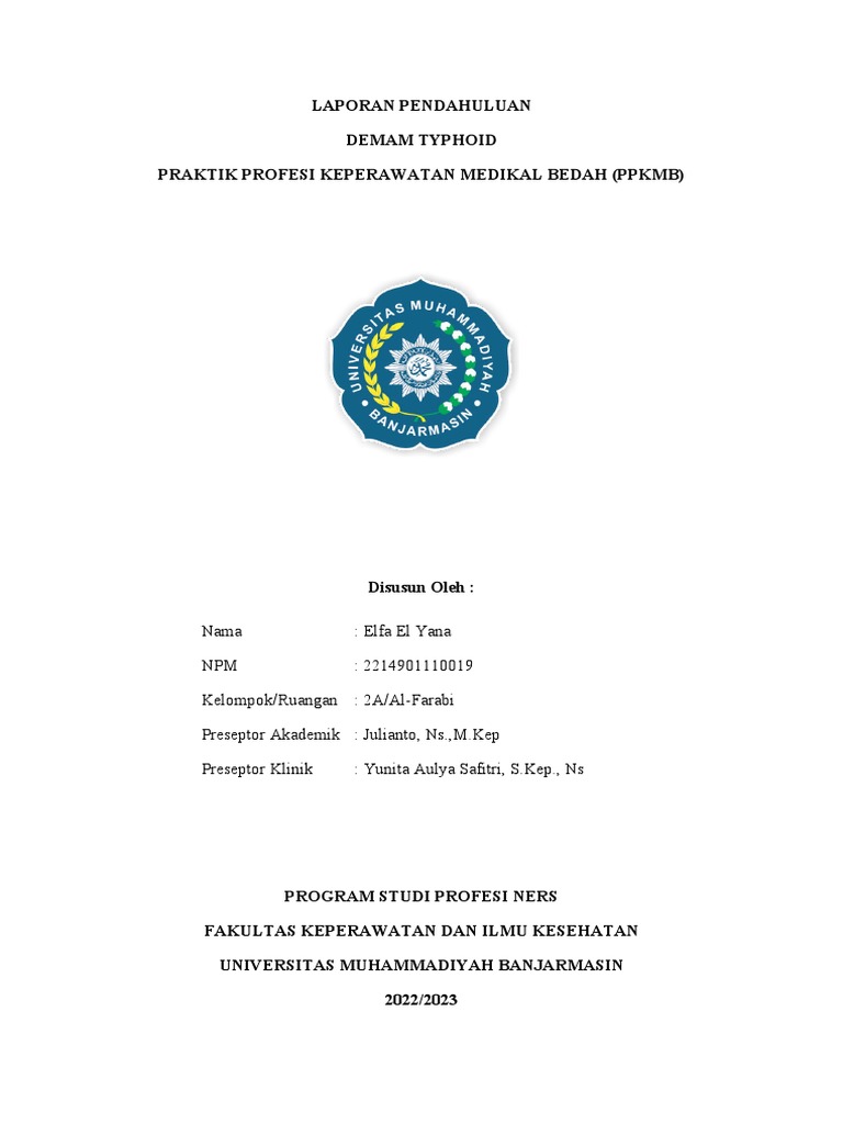 Laporan Pendahuluan Demam Typhoid | PDF