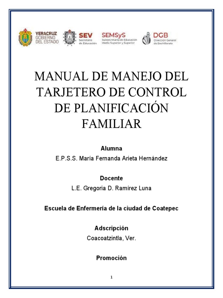 Tarjetero para El Control de Los Usuarios de Planificación Familiar | PDF