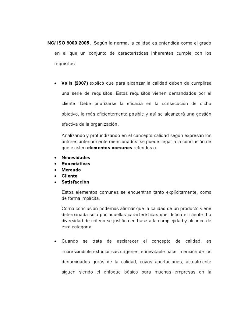 Conceptos de Calidad | PDF | Calidad (comercial) | Estadísticas