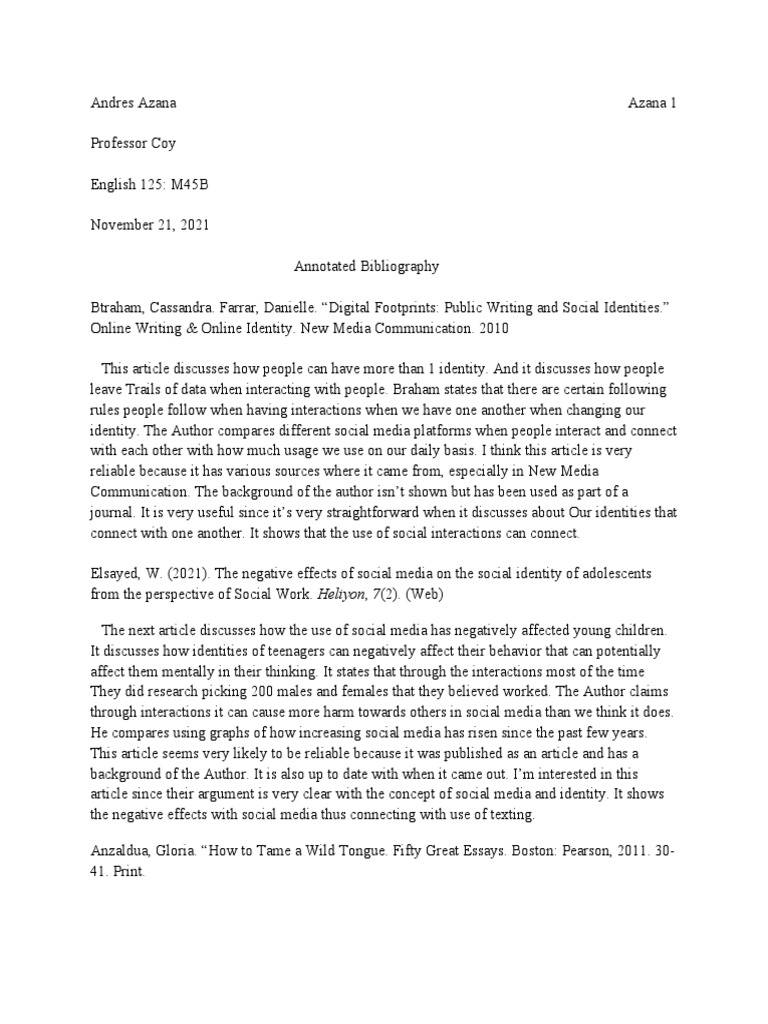 Annotated Bibliography | PDF | Social Media | Popular Culture & Media ...