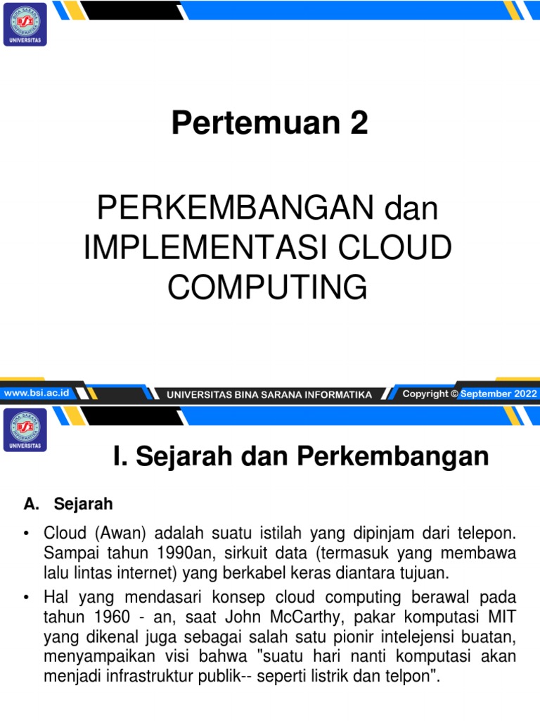 Pertemuan 2: Perkembangan Dan Implementasi Cloud Computing | PDF | Teknologi & Rekayasa
