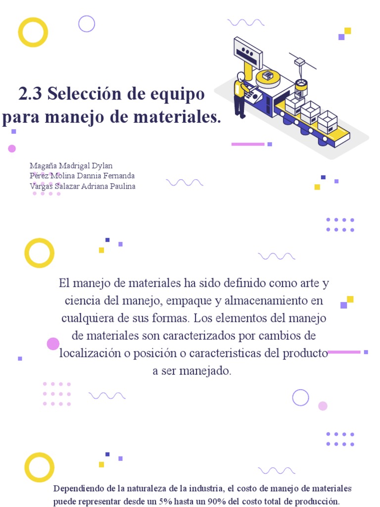 Selección de Equipo para Manejo de Materiales. Equipo 5 | PDF