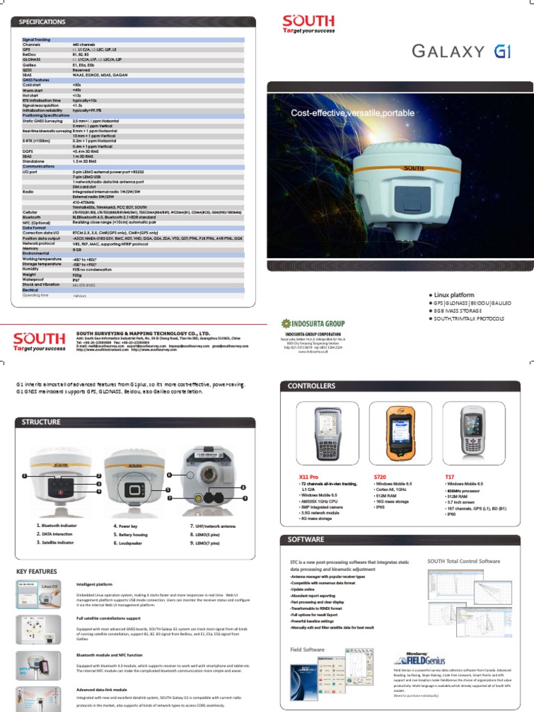Brosur GPS Geodetik South Galaxy G1 - Indosurta Group | PDF | Global ...