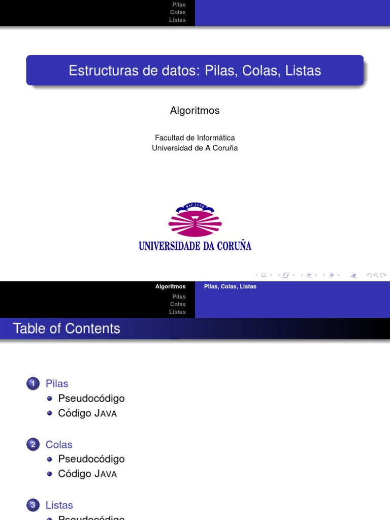Tema 2.1 - Pilas, Colas y Listas | PDF | Informática teórica | Algoritmos y Estructuras de Datos
