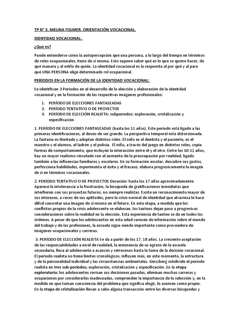 Identidad Vocacional | PDF | Sicología | Ciencia cognitiva