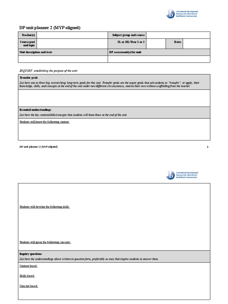 MYP Aligned DP Unit Planner Guide | PDF