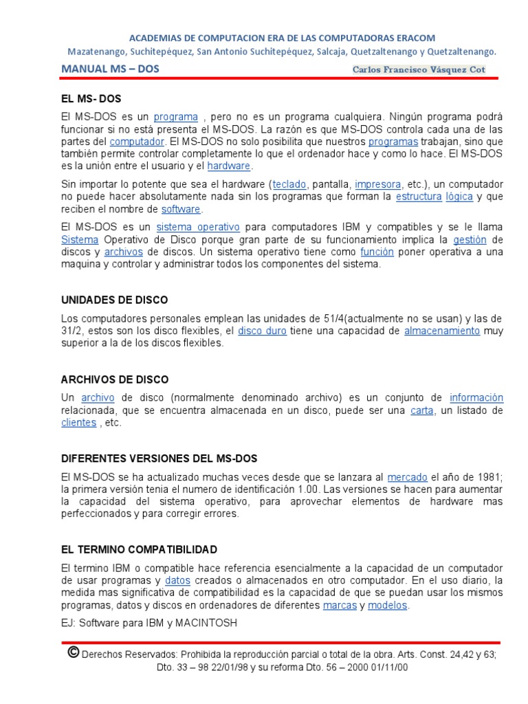 Manual Msdos | PDF | Archivo de computadora | Programación