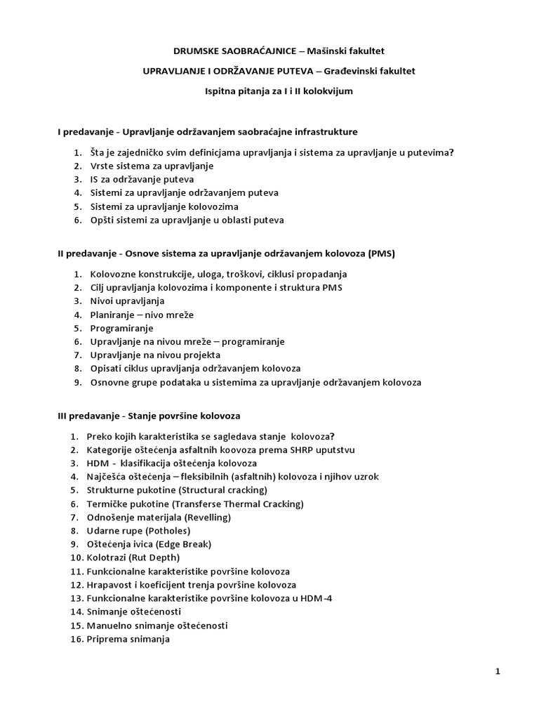 DS-UOP - Ispitna Pitanja I I II Kolok. | PDF