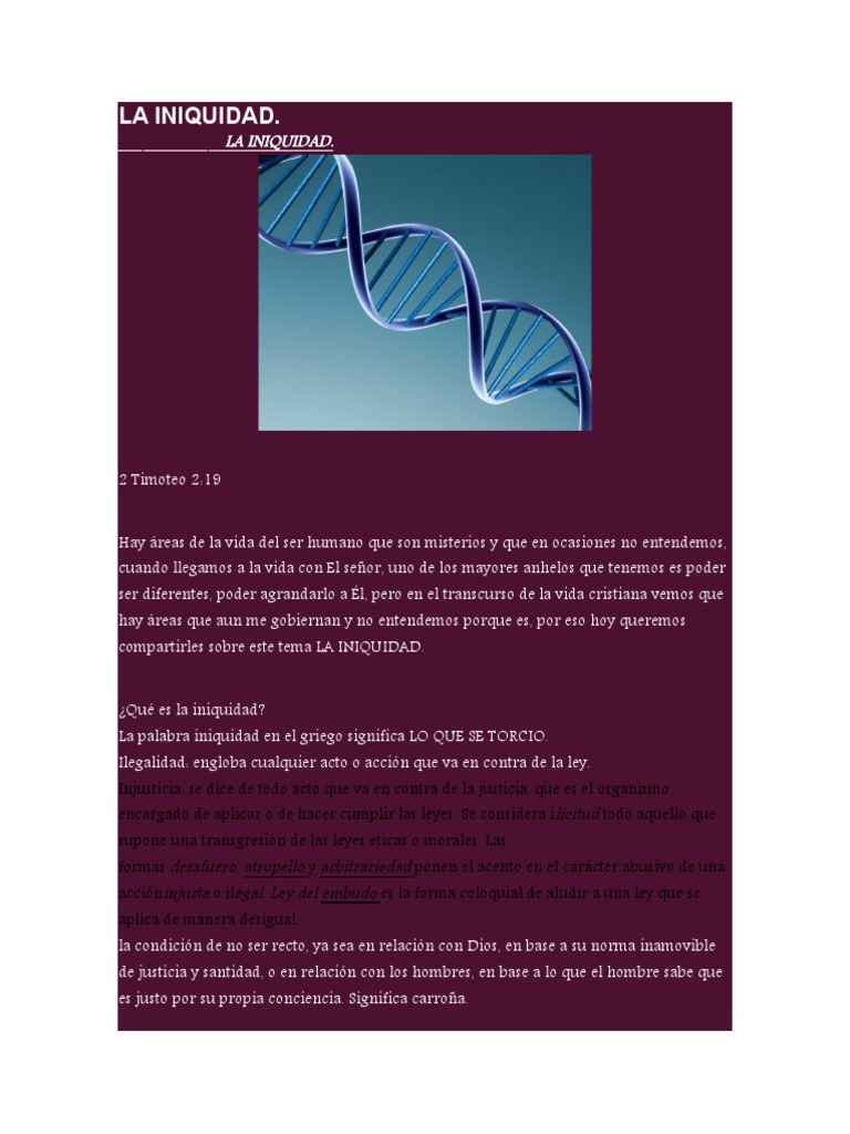 La Iniquidad | PDF | Pecado | Oración