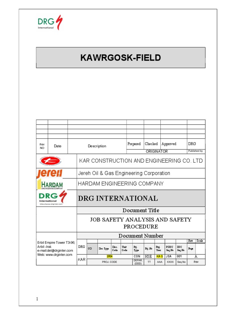 1904 CON HSE KAG JSA 001 Rev.a JSA and Safety Procedure | PDF | Occupational Safety And Health ...