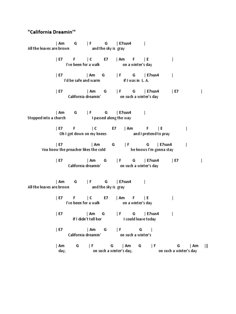 California Dreamin' Lead Sheet | PDF