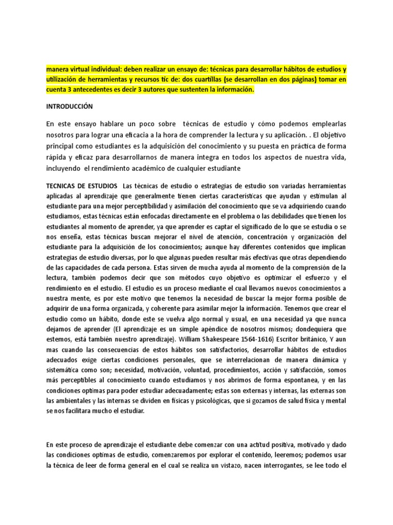 Técnicas Efectivas de Estudio | PDF | Aprendizaje | Habilidades de estudio