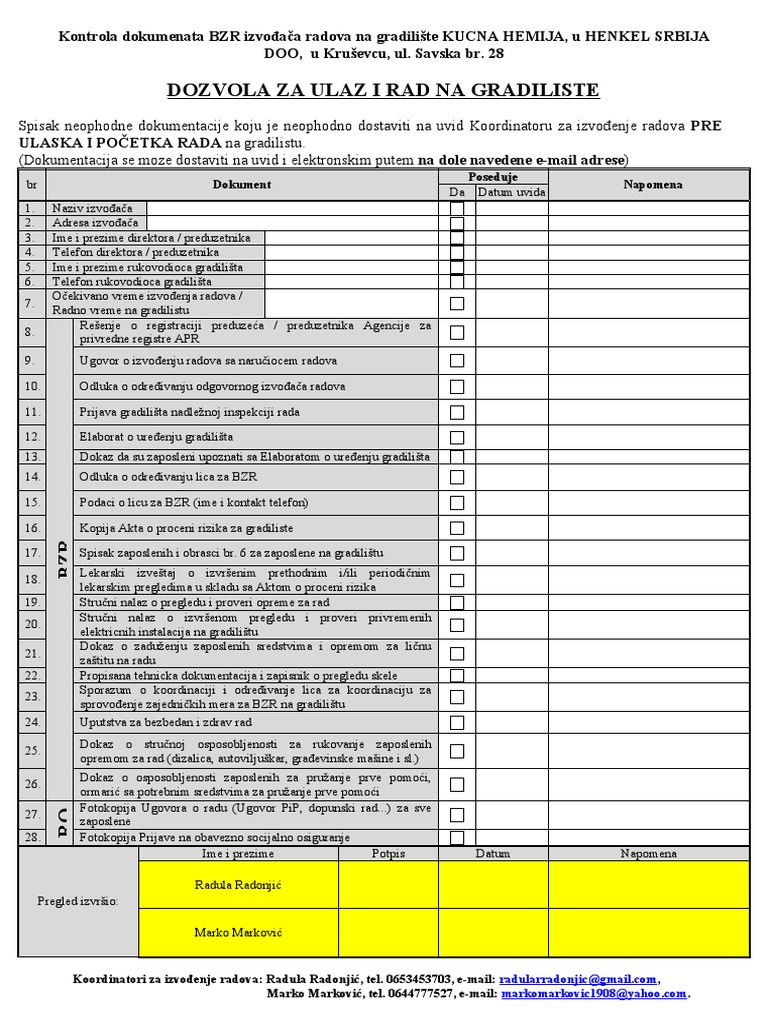 Dozvola Za Ulaz I Rad Henkel Kucna Hemija | PDF