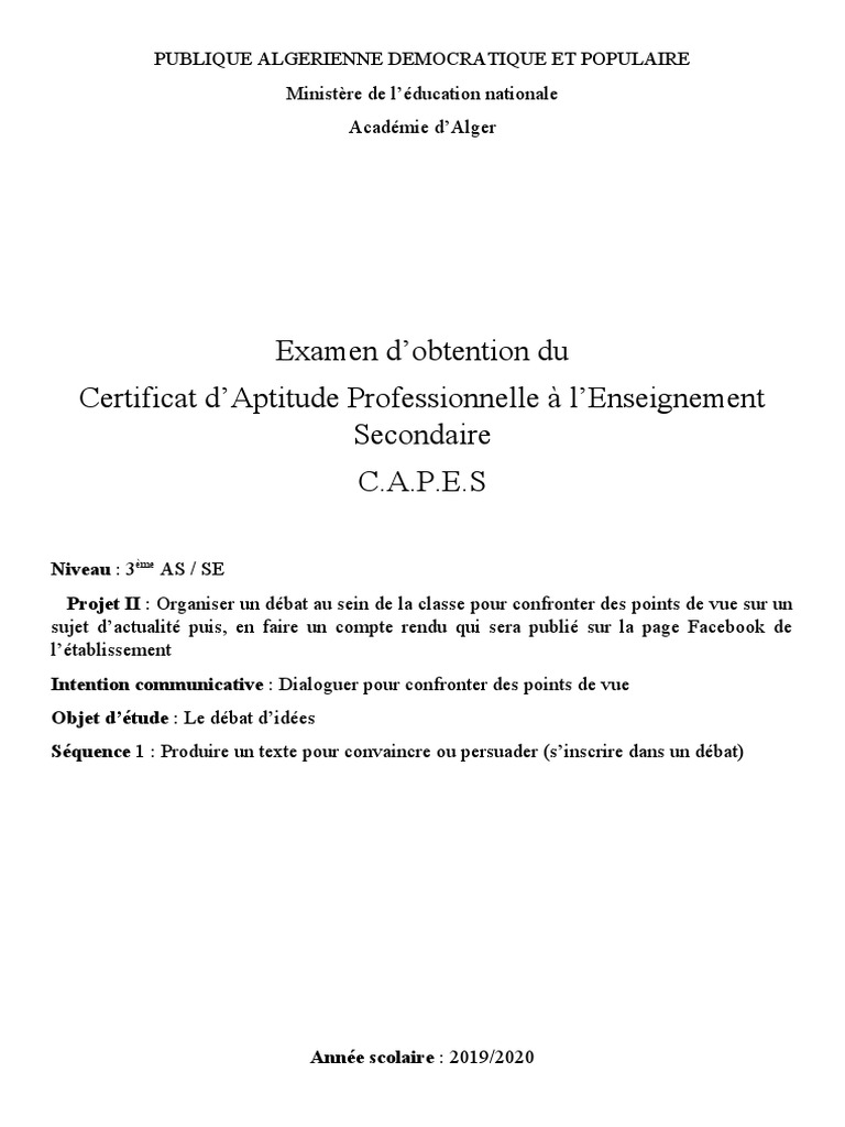 CAPES 3AS Le Débat D'Idées | PDF