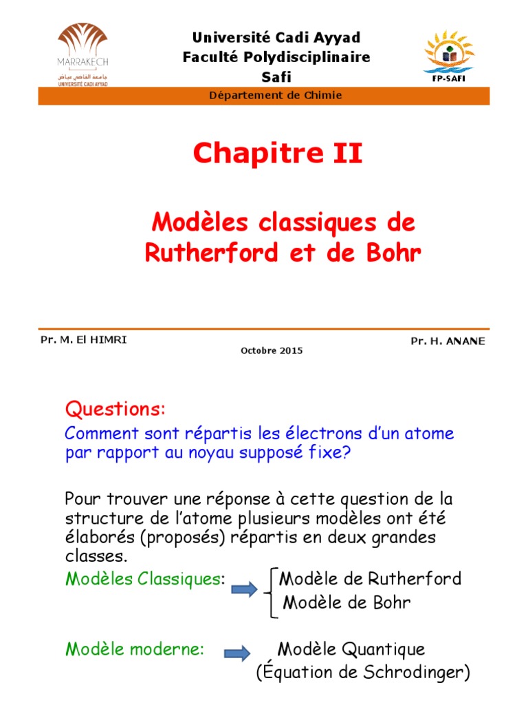 Modèles atomiques de Rutherford et Bohr | PDF | Atomes | Niels Bohr