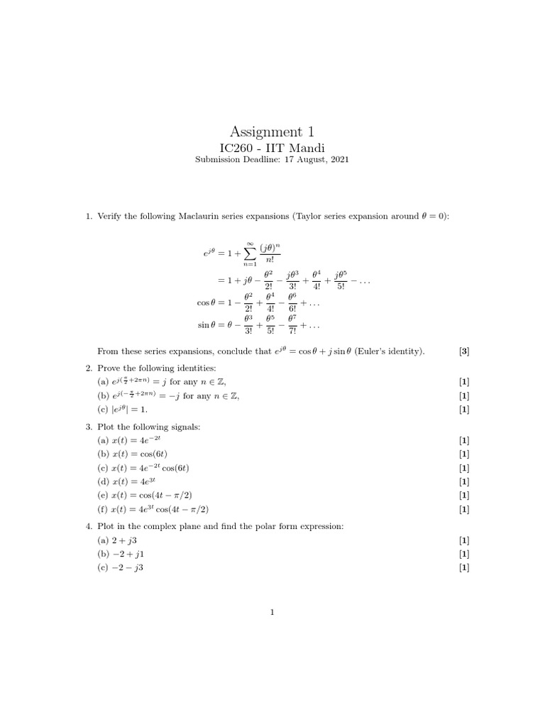 Assignment 1: IC260 - IIT Mandi | PDF
