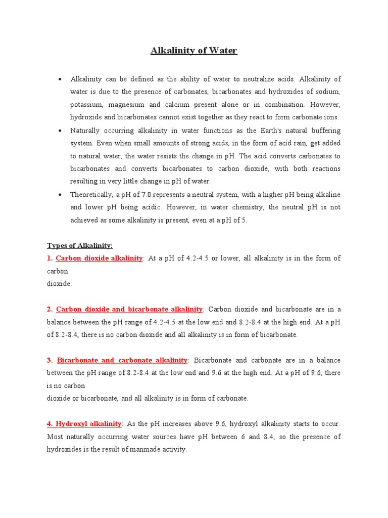 Alkalinity of Water | PDF | Alkalinity | Ph