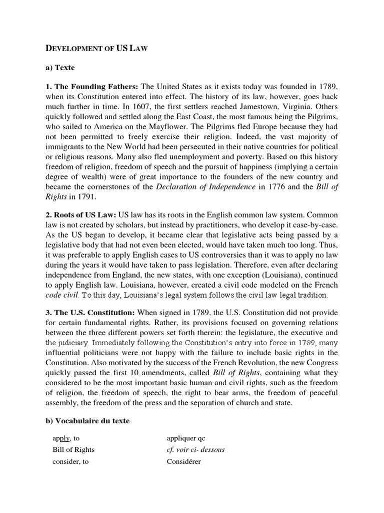 Development of US Law | PDF | The United States | Constitution