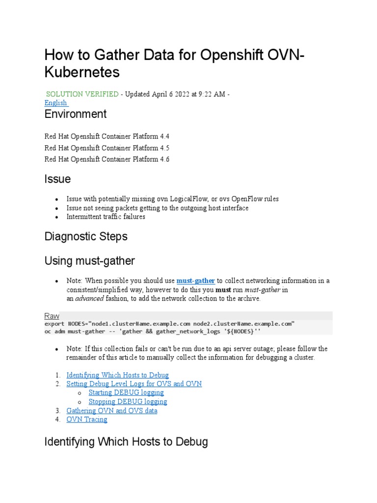 How To Gather Data For Openshift OVN-Kubernetes | PDF | Information Age ...