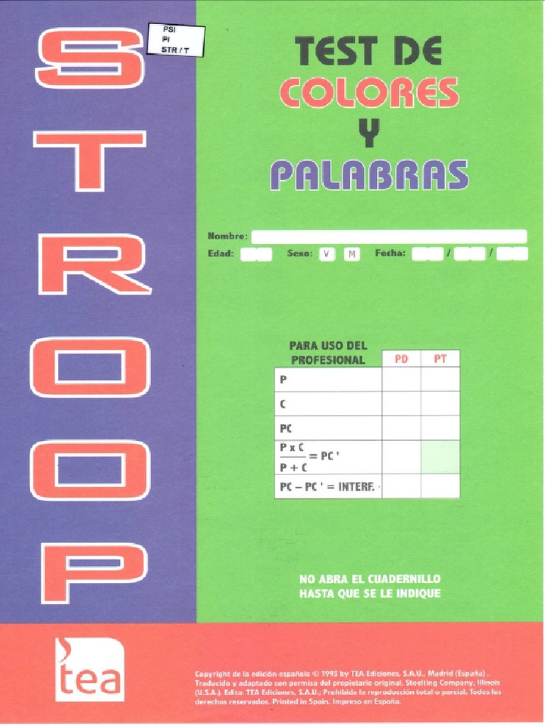 Test de Colores y Palabras | PDF