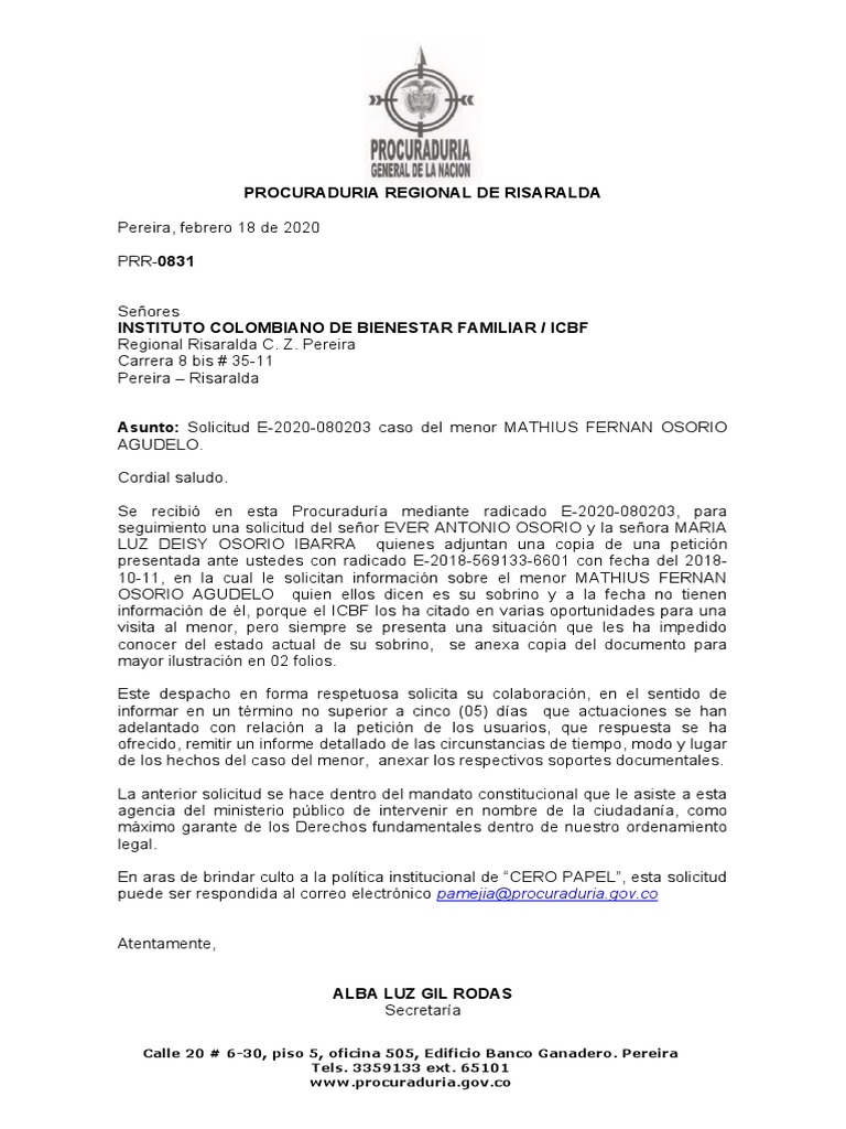 Oficio Caso Ever Antonio Osorio | PDF
