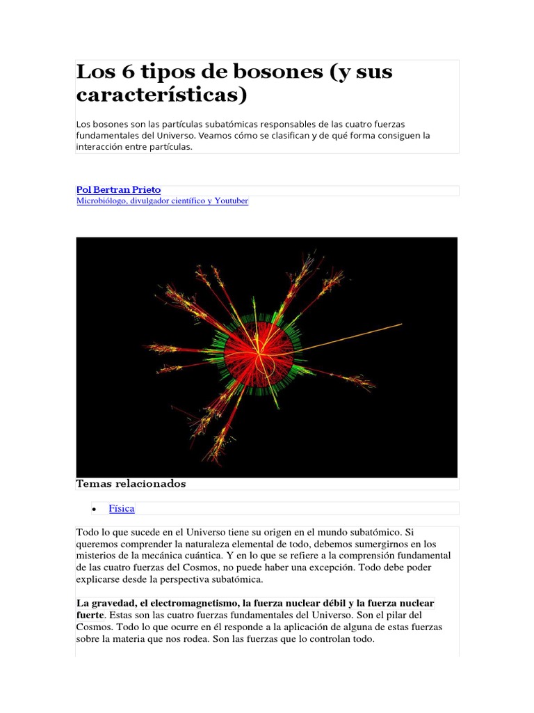 Los 6 Tipos de Bosones | PDF | Boson | Interacción fundamental