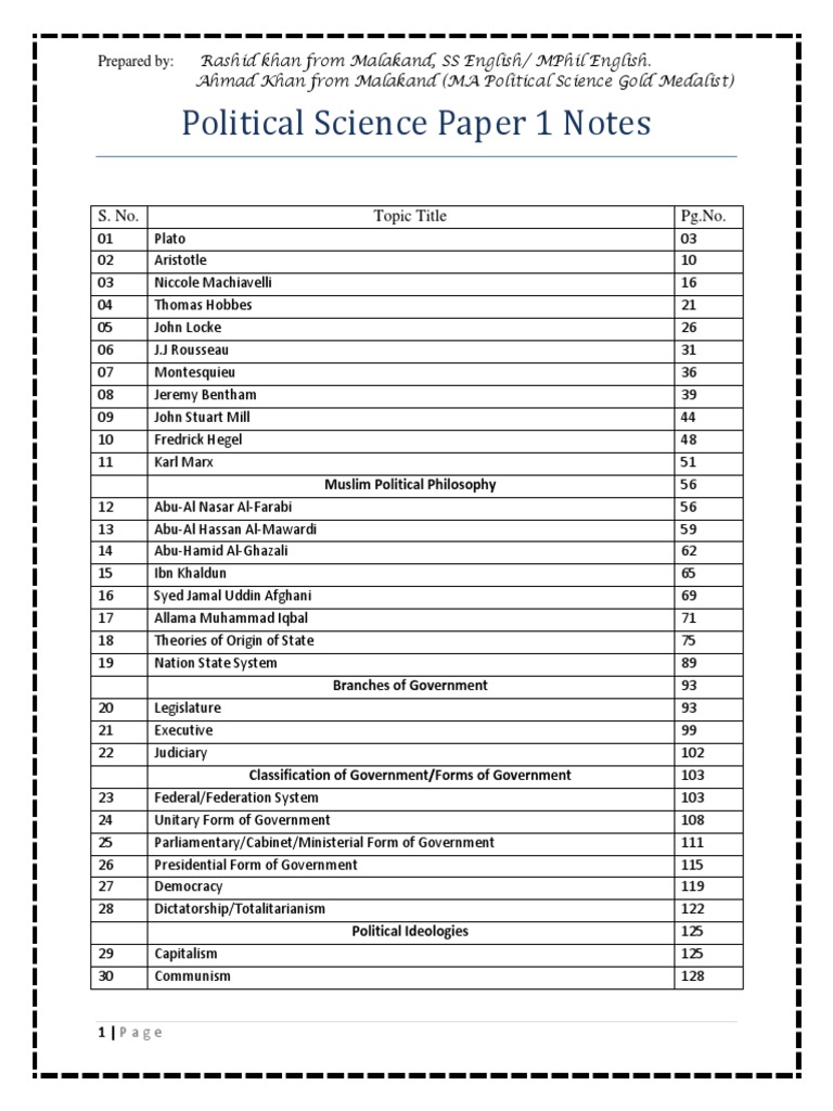 Political Science Notes 1 | PDF