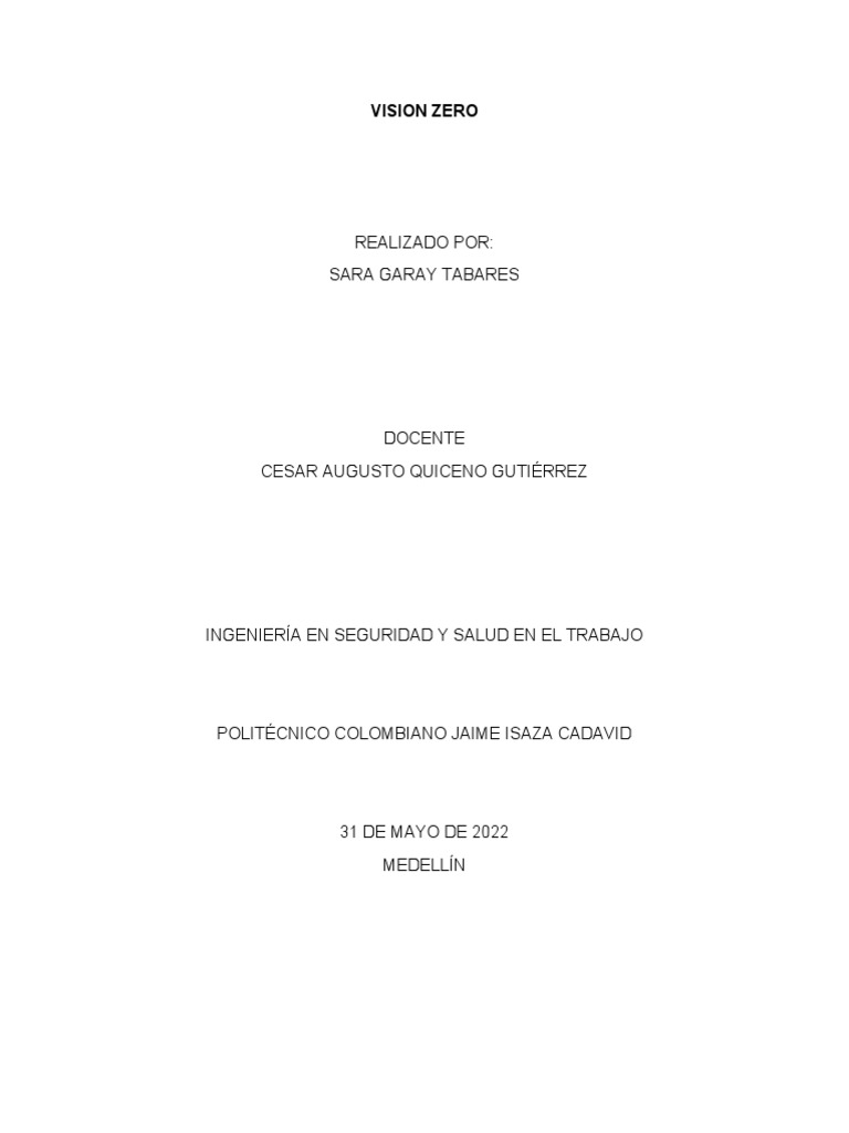 Vision Zero | PDF | Valores | Bienestar