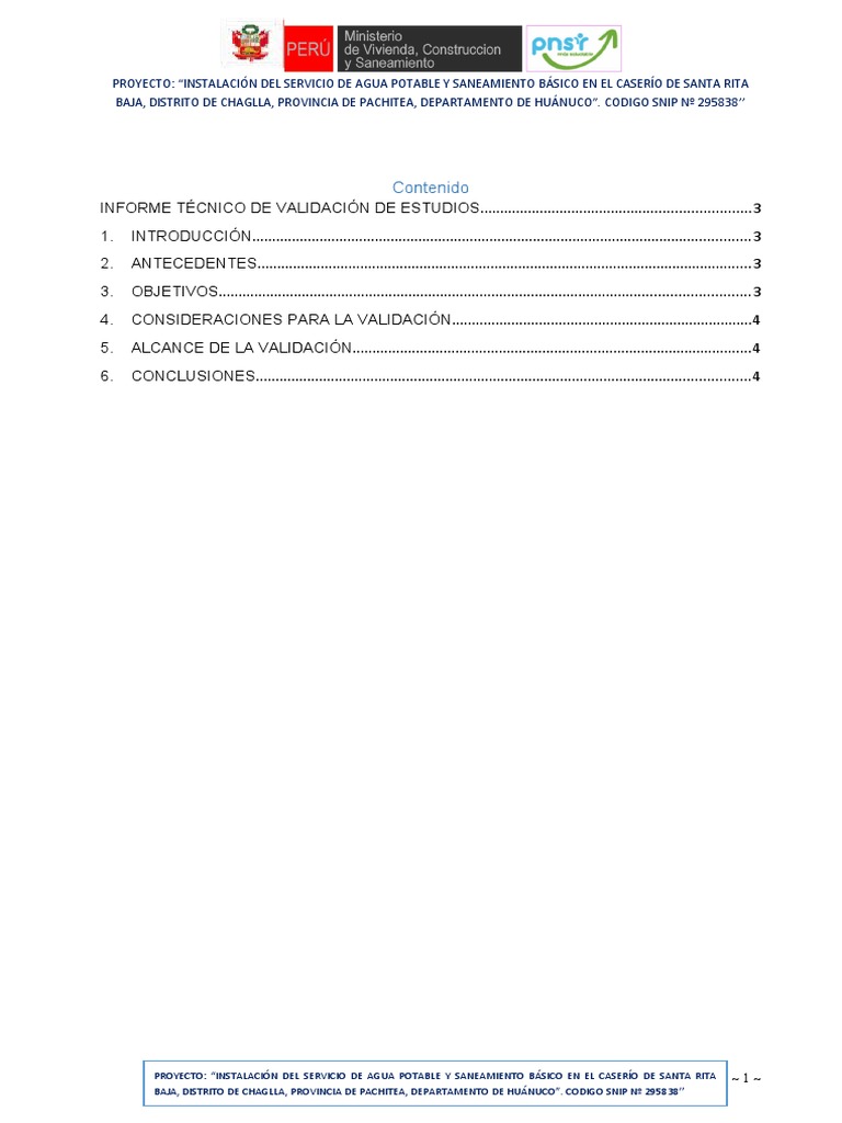 Informe Técnico Validación de Estudios | PDF | Agua | Agua y política