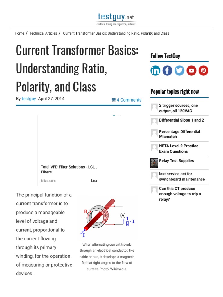 Current Transformer Basics - Understanding Ratio, Polarity, and Class ...