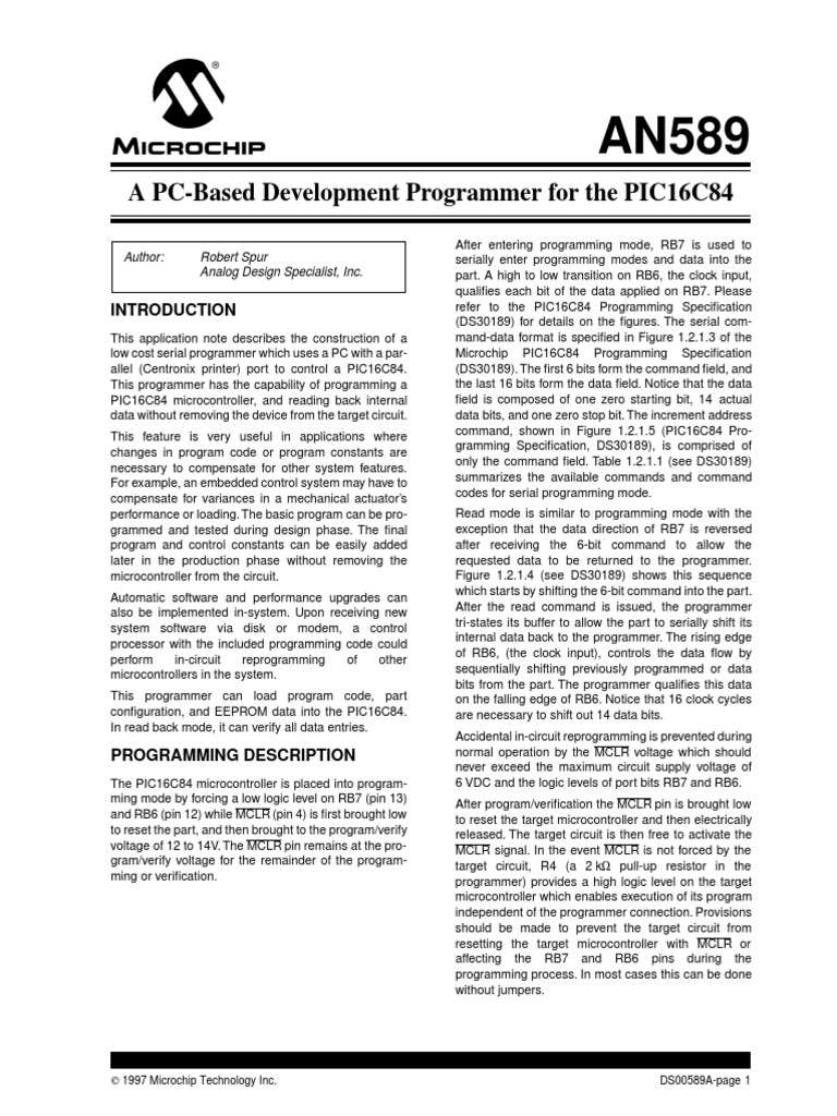 Programador AN589 MCROPIC | PDF | Microcontroller | Pointer (Computer Programming)