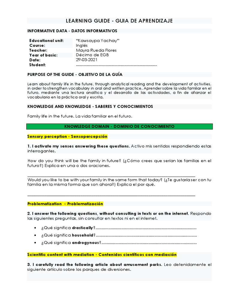 Guía Inglés - Décimo Egb | PDF