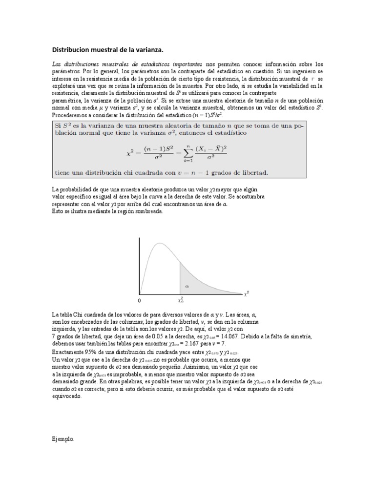 Distribucion Muestral de La Varianza y Relación de Varianzas | PDF | Muestreo (Estadísticas ...