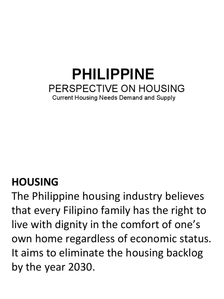 Philippine Perspective On Housing 2 | PDF | Poverty | Poverty & Homelessness
