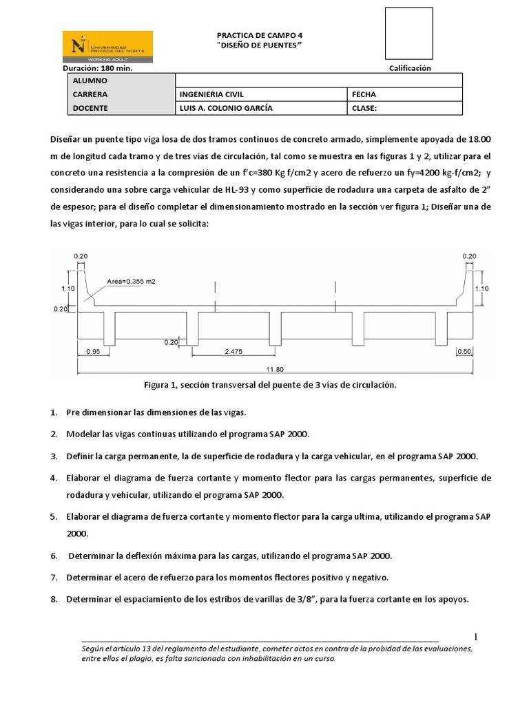 Practica de Campo 4 | PDF | Viga (Estructura) | Puente