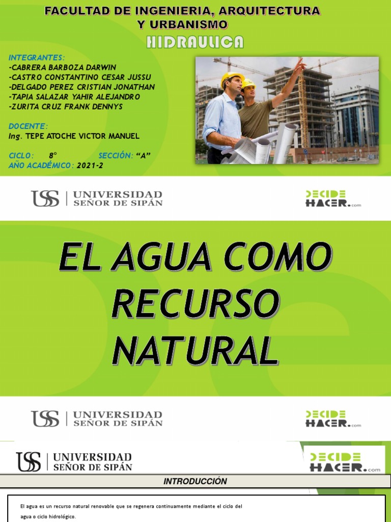 Grupo 01 - El Agua Como Recurso Natural | PDF | Agua | Ingeniería ...