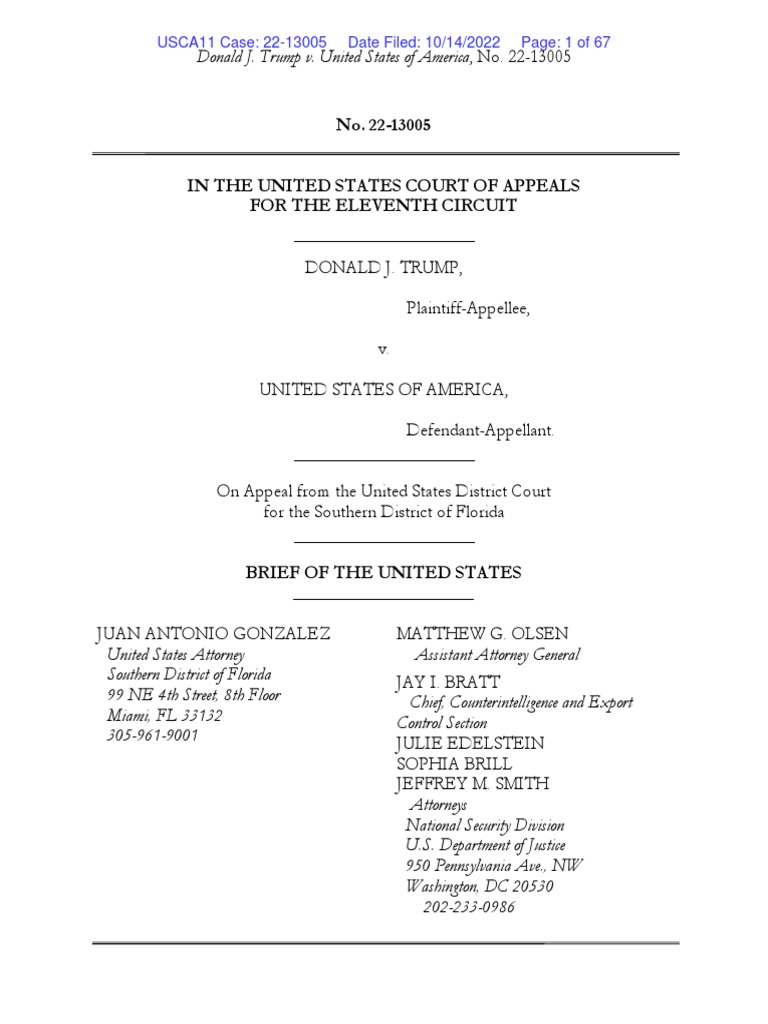 Trump v. U.S. Appeal Brief Analysis | PDF | Lawsuit | Executive Privilege