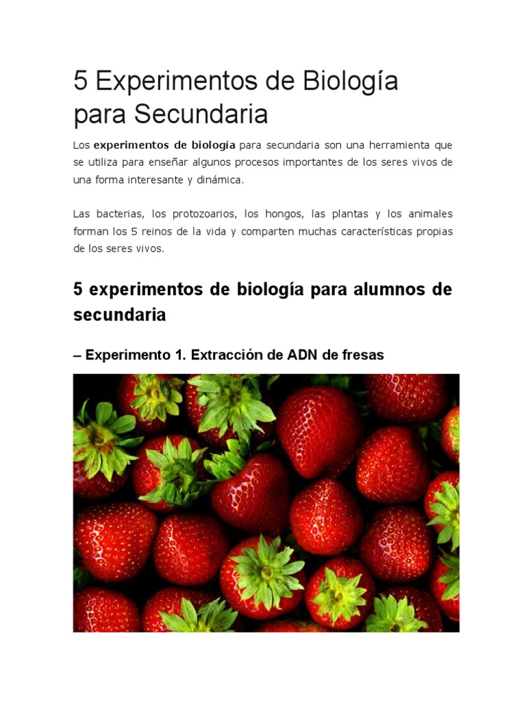 5 Experimentos de Biología para Secundaria | PDF | Adn | Método de ...