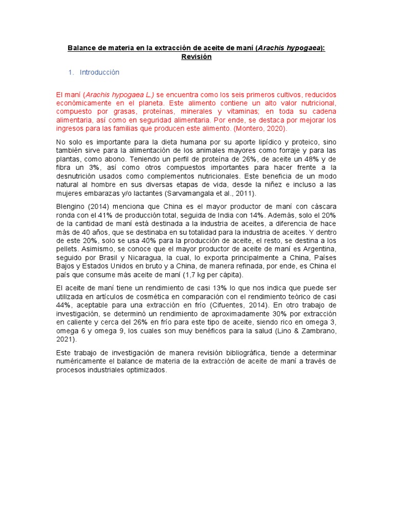 Extracción de Aceite de Mani Corregido260922-Balance | PDF