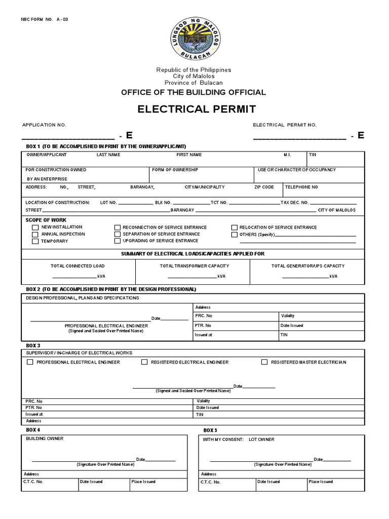 Electrical Permit Front and Back | PDF