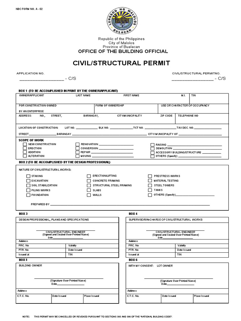 Civil Structural Permit Front and Back | PDF | Specification (Technical ...