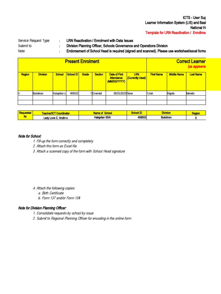 RF 02 - LRN Reactivation | PDF | Information Technology Management ...