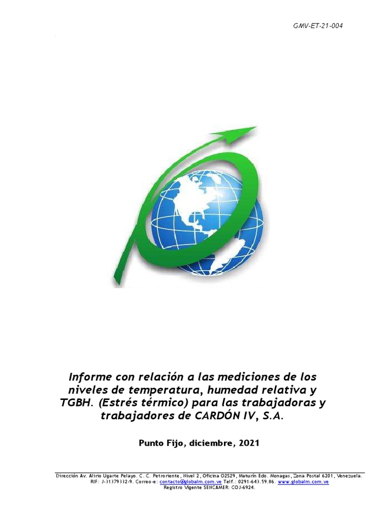 Informe de Estrés Térmico en CARDÓN IV | PDF | Seguridad y salud ...