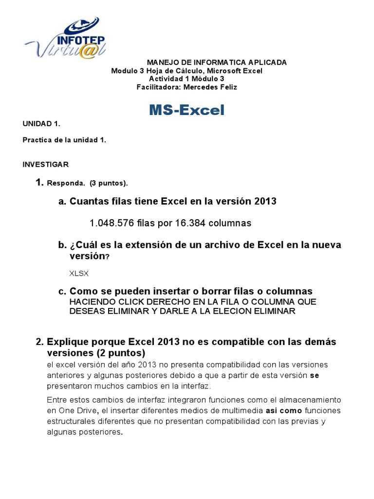 Análisis De Las Características Y Funcionalidades Clave De Microsoft Excel Pdf Microsoft