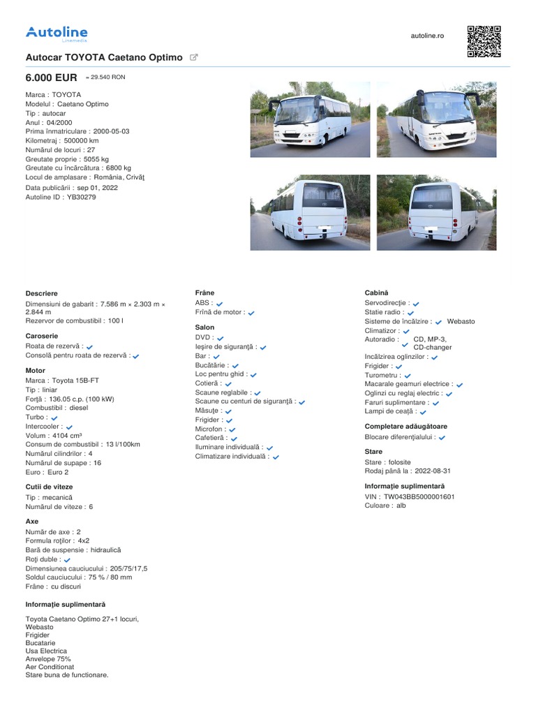 Autocar TOYOTA Caetano Optimo | PDF