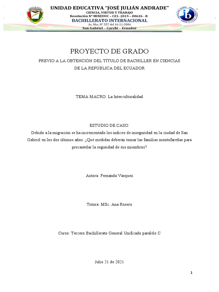 Vasquez Fernanda Proyecto de Grado | PDF | Ecuador | Violencia