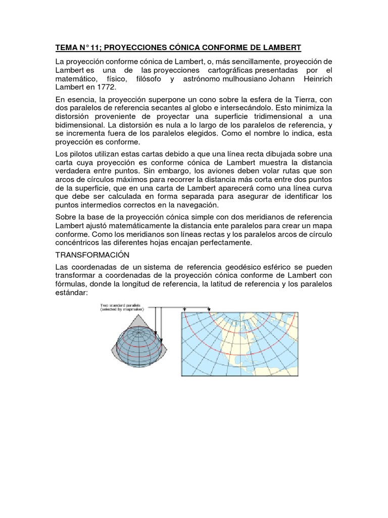 Tema 11 Proyecciones Cónica Conforme de Lambert | PDF