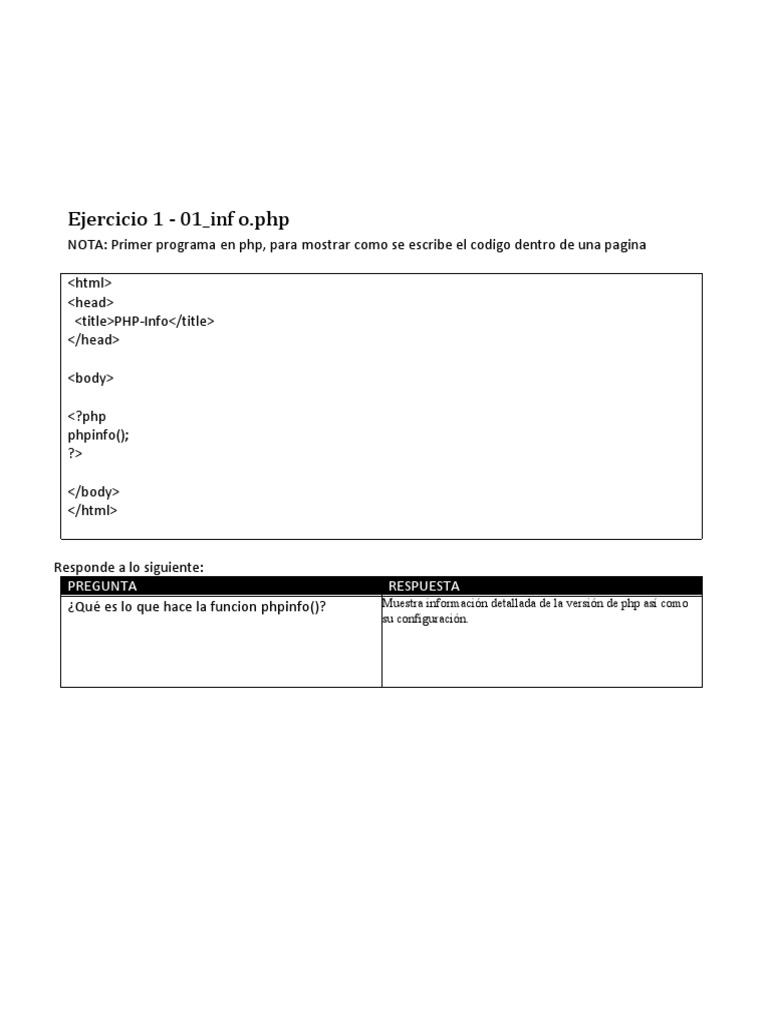 Ejercicios - PHP Tarea | PDF | Php | Software