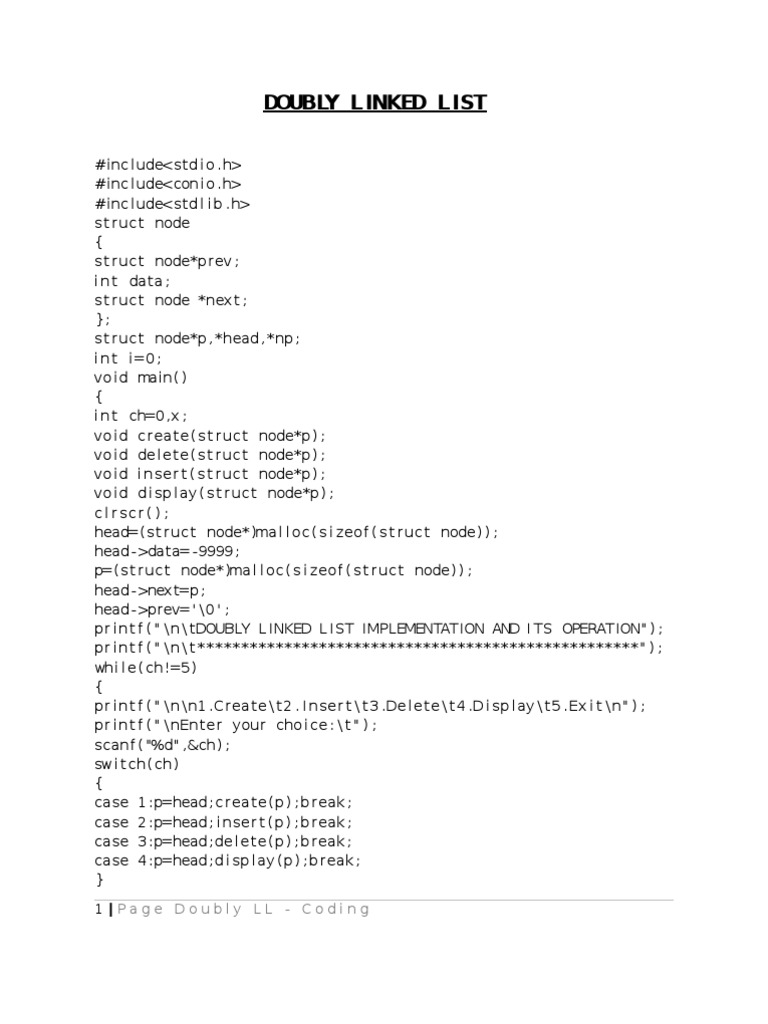 Doubly Linked List Pdf Algorithms And Data Structures Computer Programming