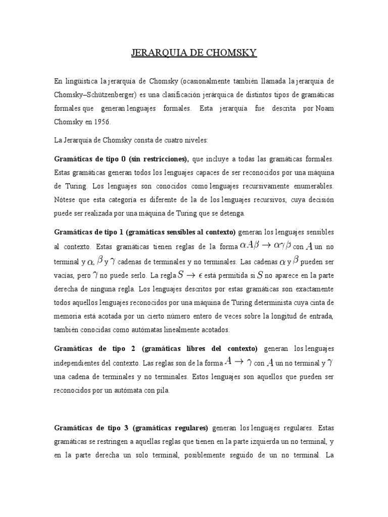 Jerarquía de Chomsky | PDF | Lógica matemática | Gramática